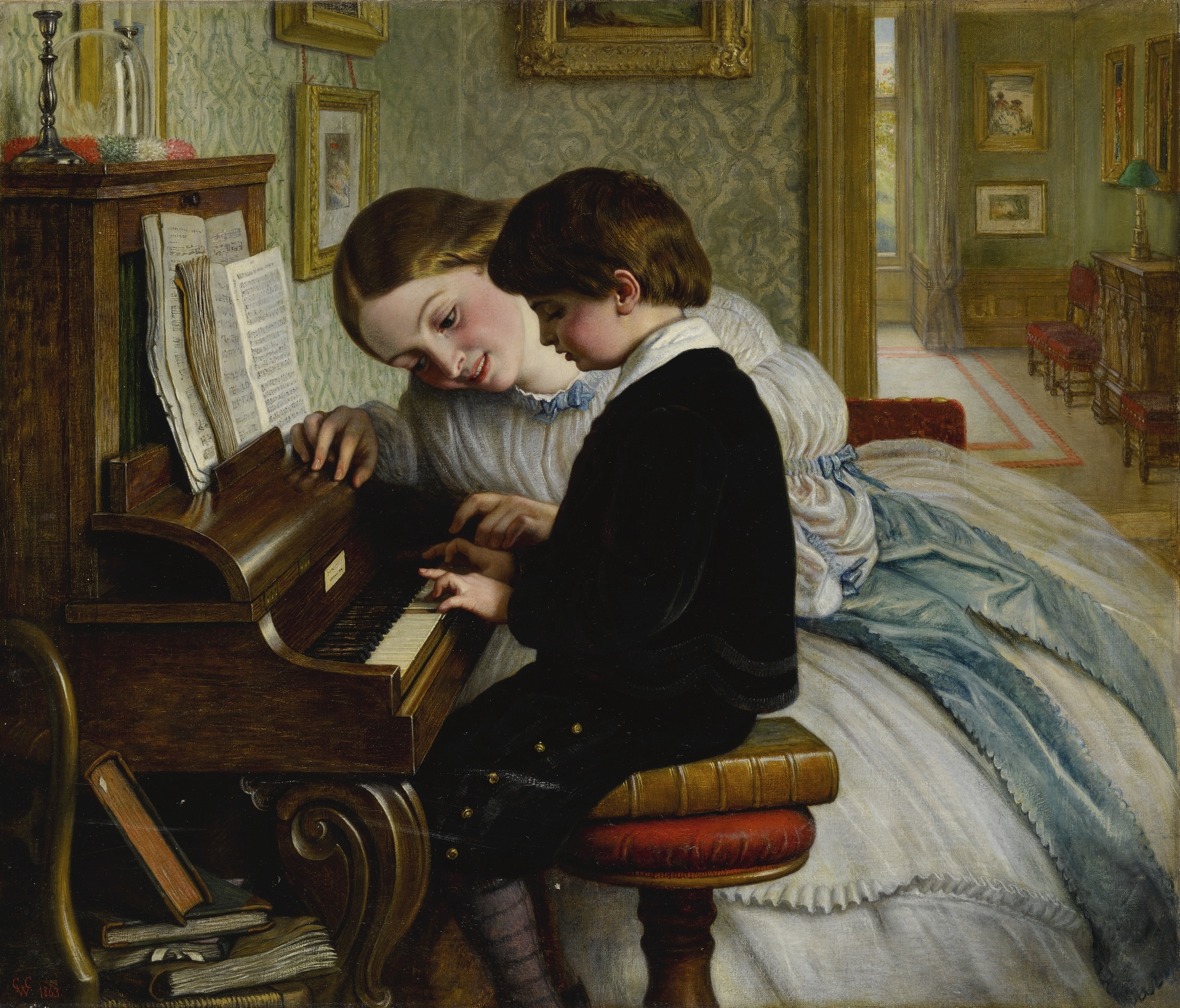 Charles West Cope | THE FIRST MUSIC LESSON (1863) | MutualArt