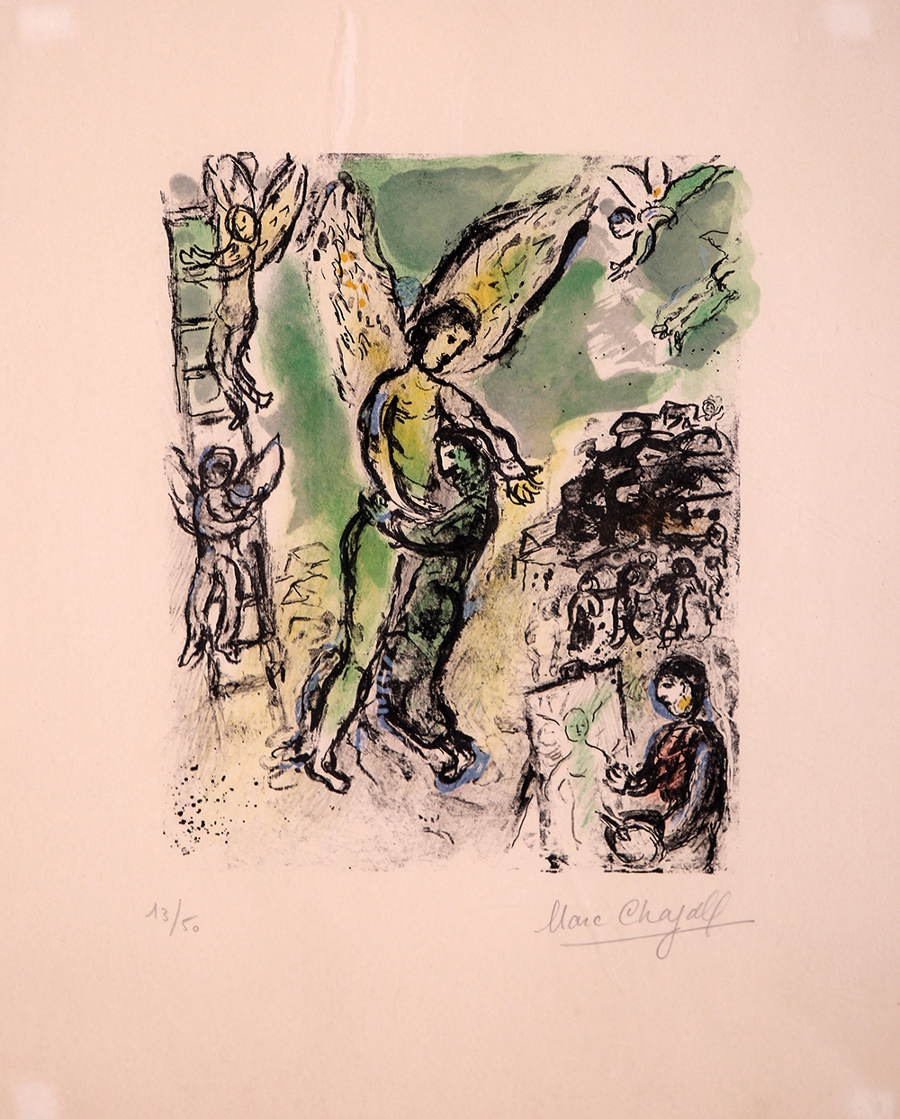 Marc Chagall | Jacob Wrestles with the Angel (1972) | MutualArt