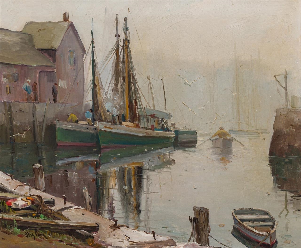 Otis Cook | Harbor Scene | MutualArt