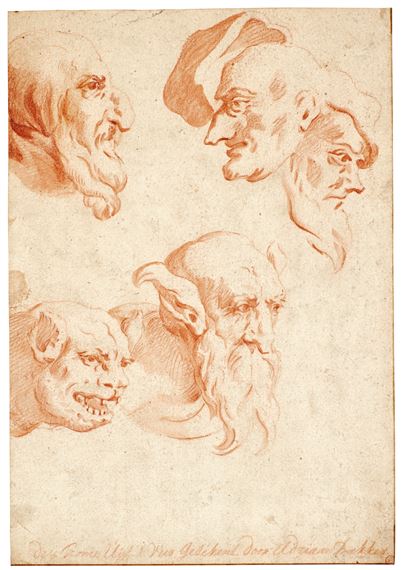 Adriaen Backer | A SHEET OF STUDIES OF HEADS, SOME GROTESQUE | MutualArt
