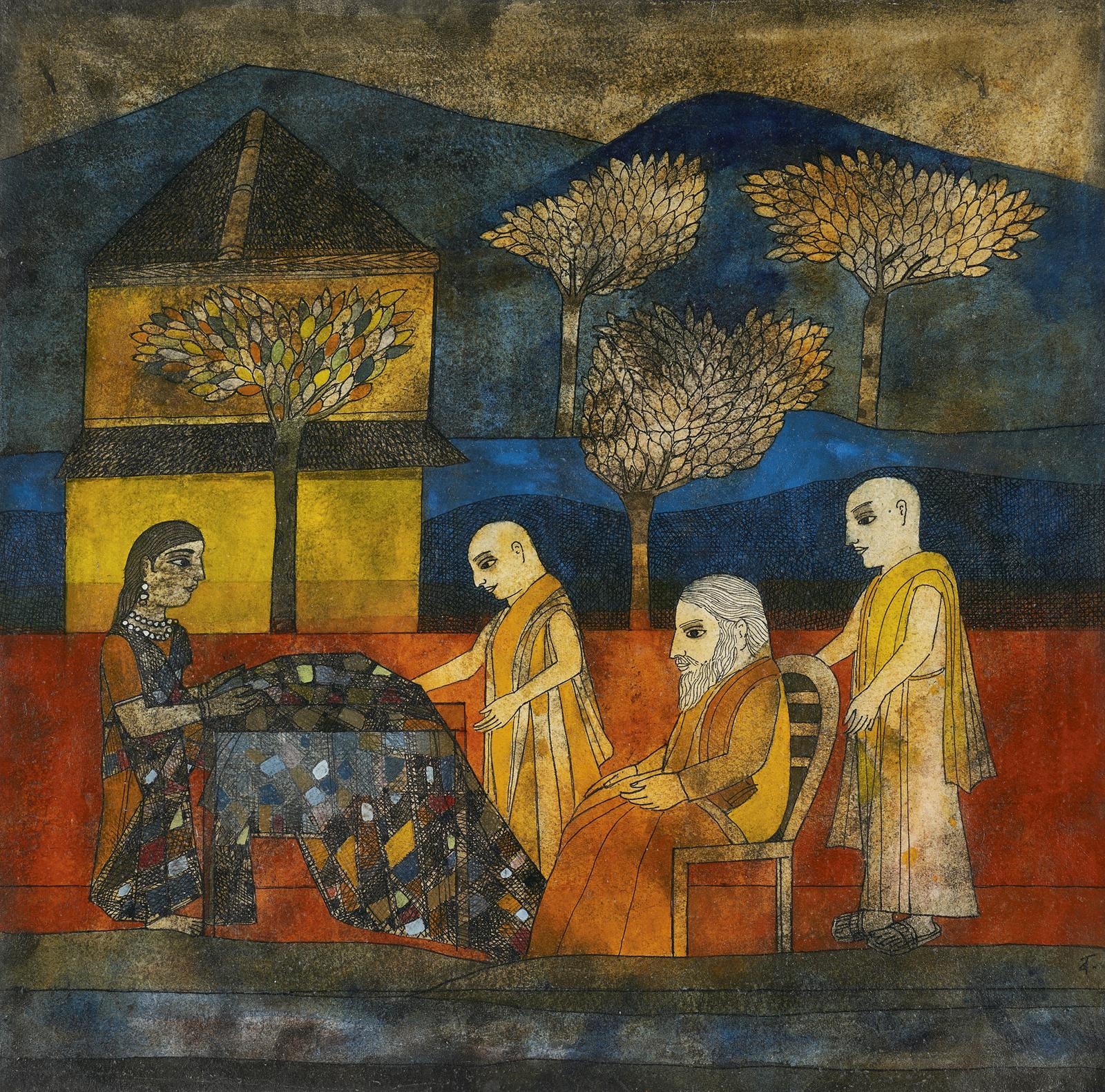 Badri Narayan | Maya displaying her veil of many colors (1991) | MutualArt
