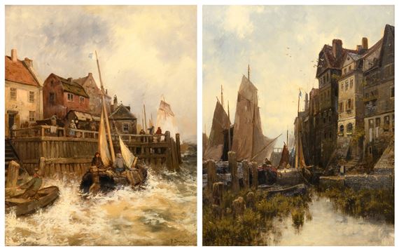P. Dumont | Two animated harbor scenes | MutualArt