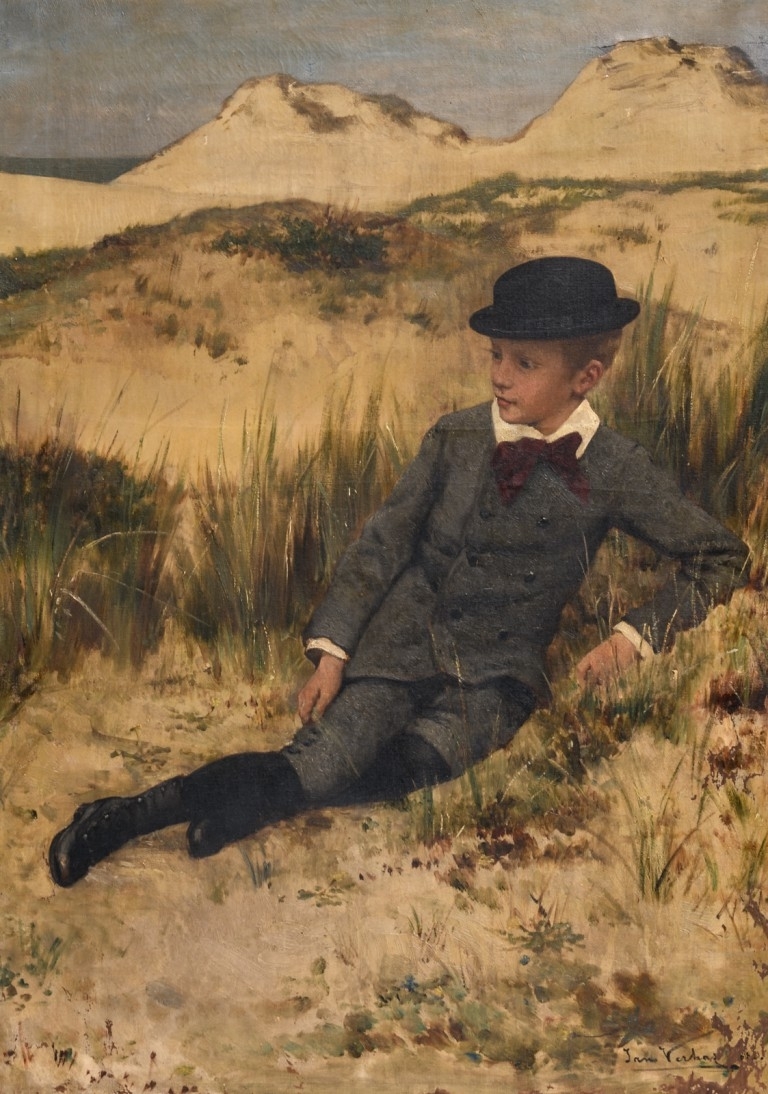 Jan Verhas | a portrait of a young man in the dunes (1889) | MutualArt
