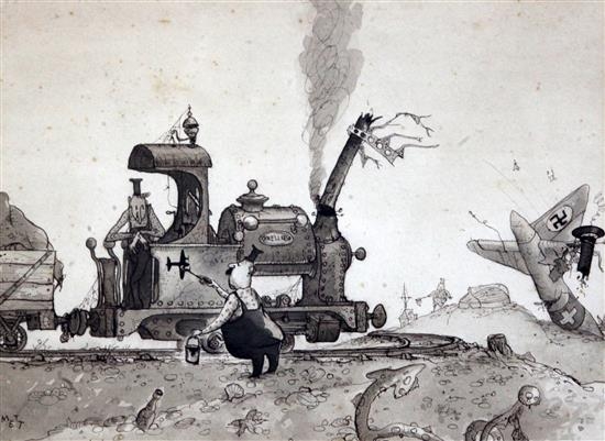 Rowland Emett | A Branch Line Train and Downed German Fighter Plane ...