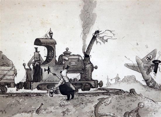 Rowland Emett | A Branch Line Train and Downed German Fighter Plane ...