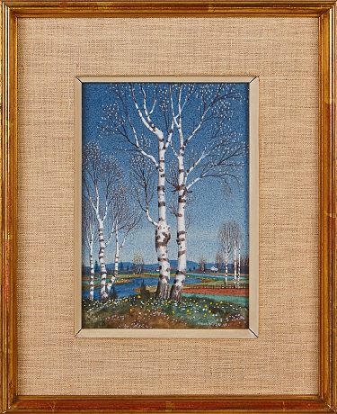 Oskar Bergman | Spring landscape with Birch trees | MutualArt