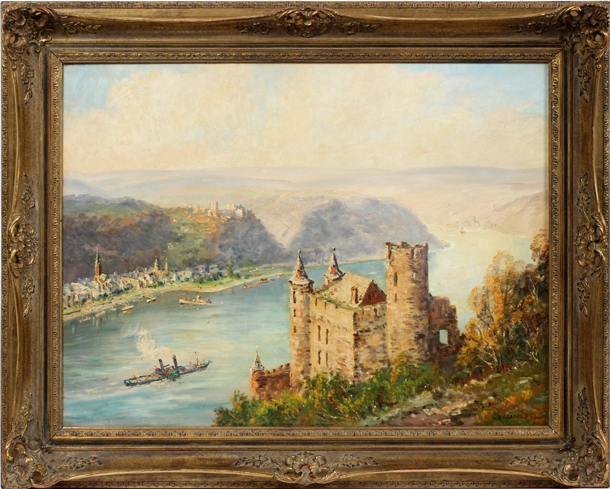 A. Gerhard | RHINE RIVER SCENE WITH CASTLE | MutualArt