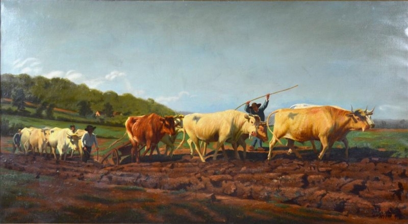 Louis Théodore Dube | Ploughing the Nevers (After Rosa Bonheur) (1890 ...