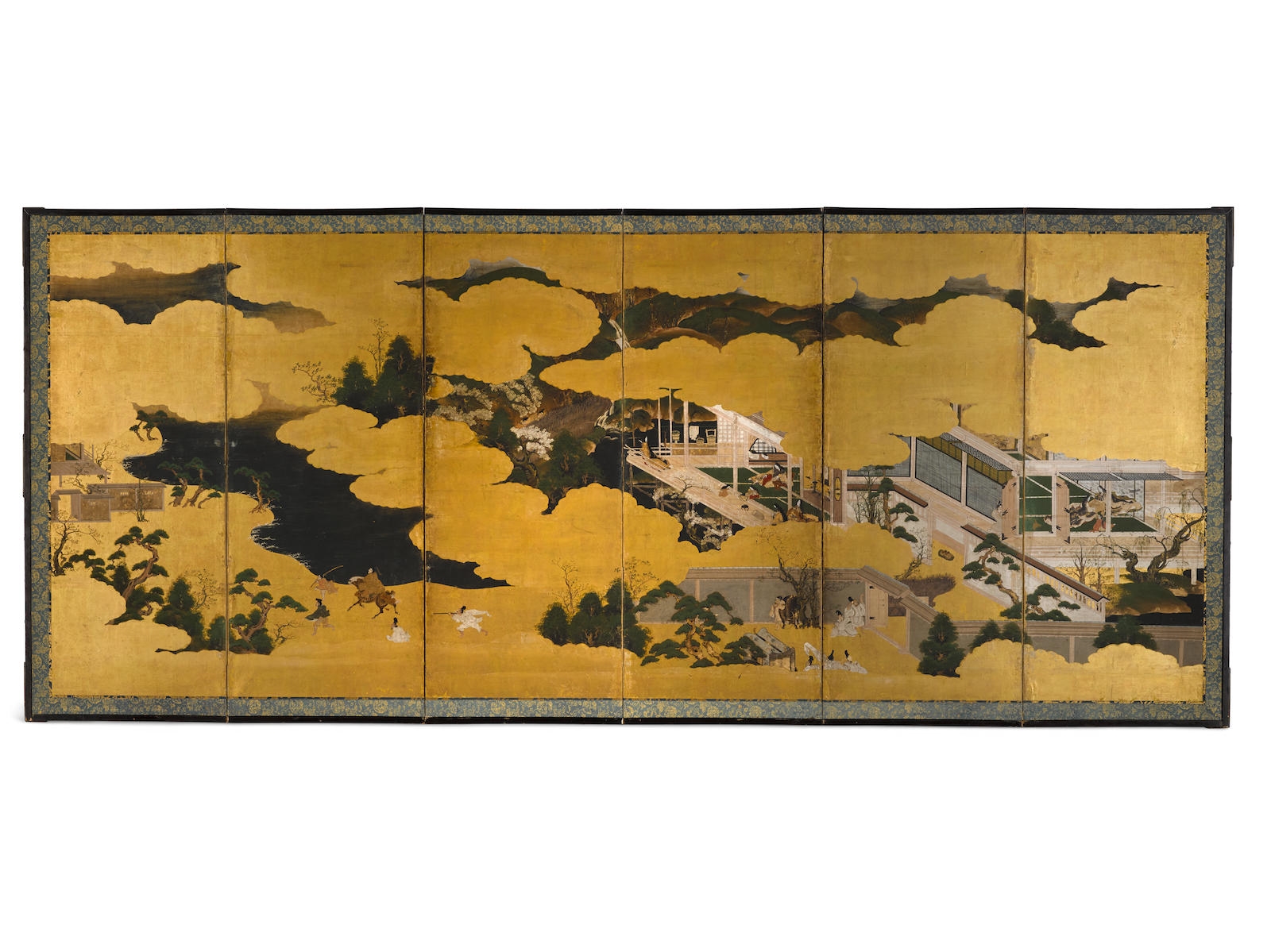 Iwasa Matabei | six-panel folding screen: Scenes from the Tale of Genji ...