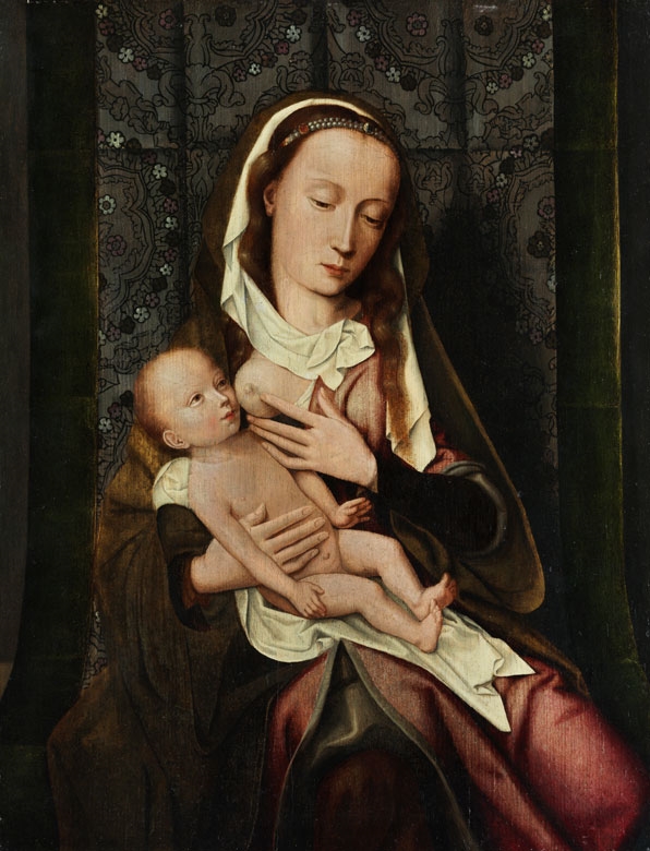 Jan Provoost | Nursing Madonna - THE VIRGIN AND CHILD BEFORE BROCADE BACK | MutualArt