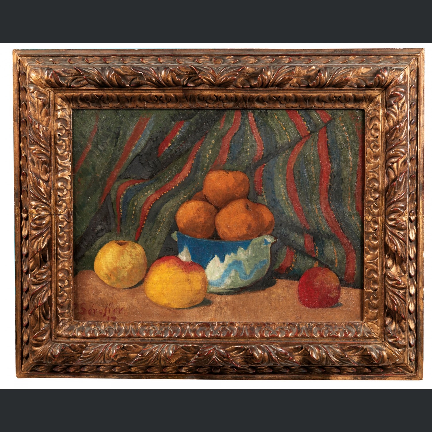 Paul Sérusier | Nature morte aux pommes sur fond de tenture rayée (1912 ...