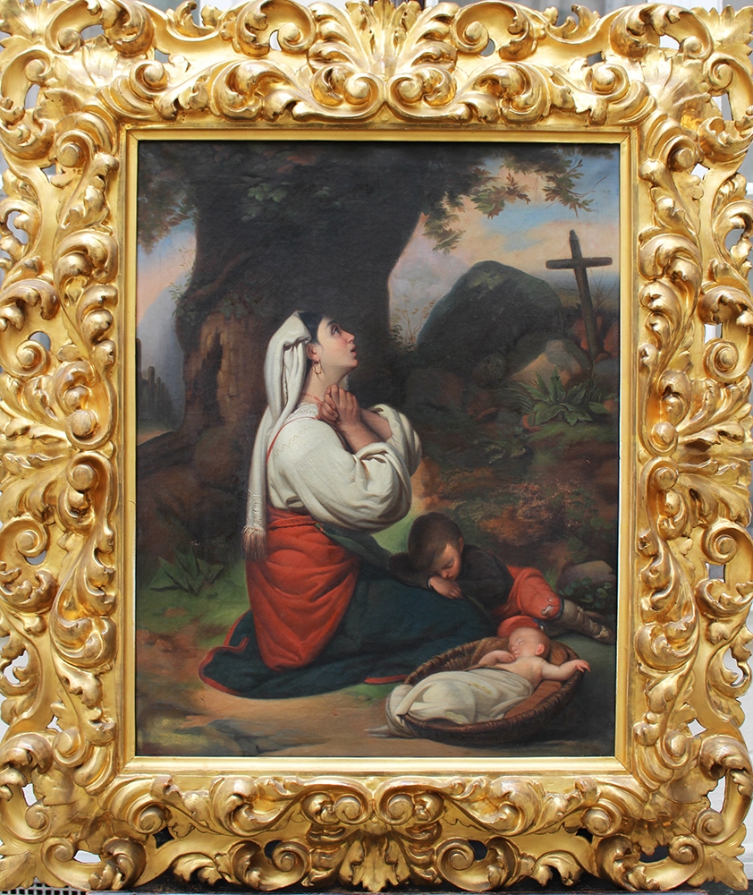 Jean-Léonard Lugardon | Mother resting and praying with two children in ...