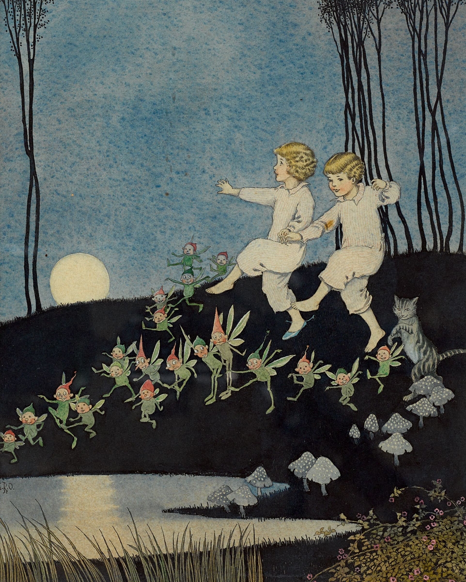 Ida Rentoul Outhwaite | Two Children Dancing in the Moonlight | MutualArt