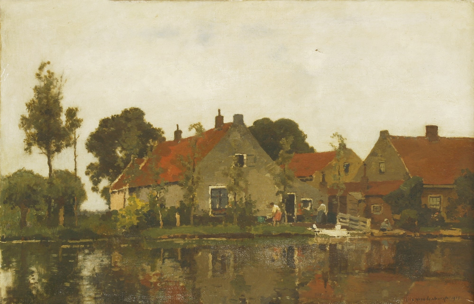 Cornelis Vreedenburgh | Houses by the riverside (1925) | MutualArt