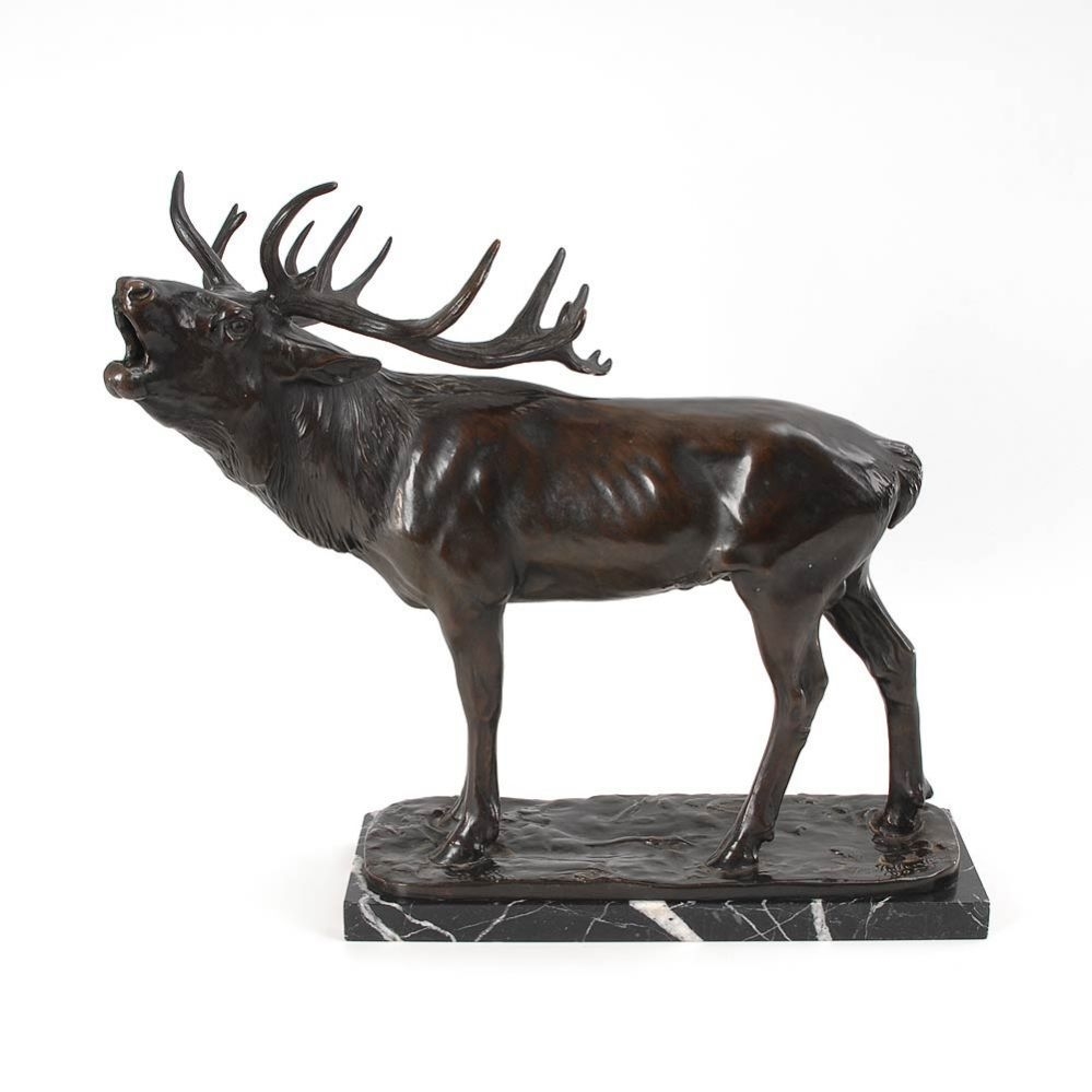 Josef Franz Pallenberg | Große Bronzefigur eines röhrenden Hirsches ...