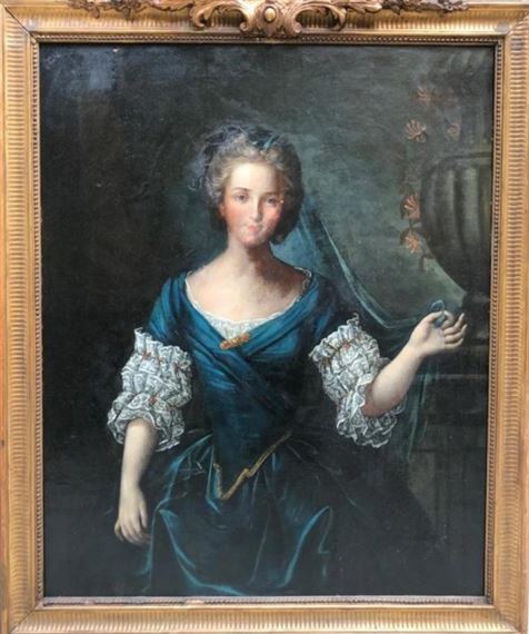 Jean-Marc Nattier | Portrait d’une élégante en robe bleue | MutualArt