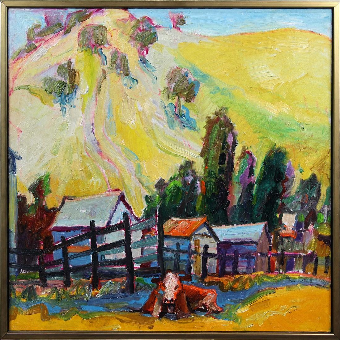 Lundy Siegriest | Cow Resting by Fence | MutualArt