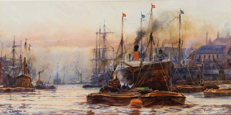 Frederick William Scarborough | Sunset, Pool of London | MutualArt