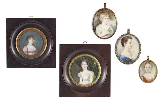 American School, 19th Century | 5 Works: Portrait Miniatures of ...