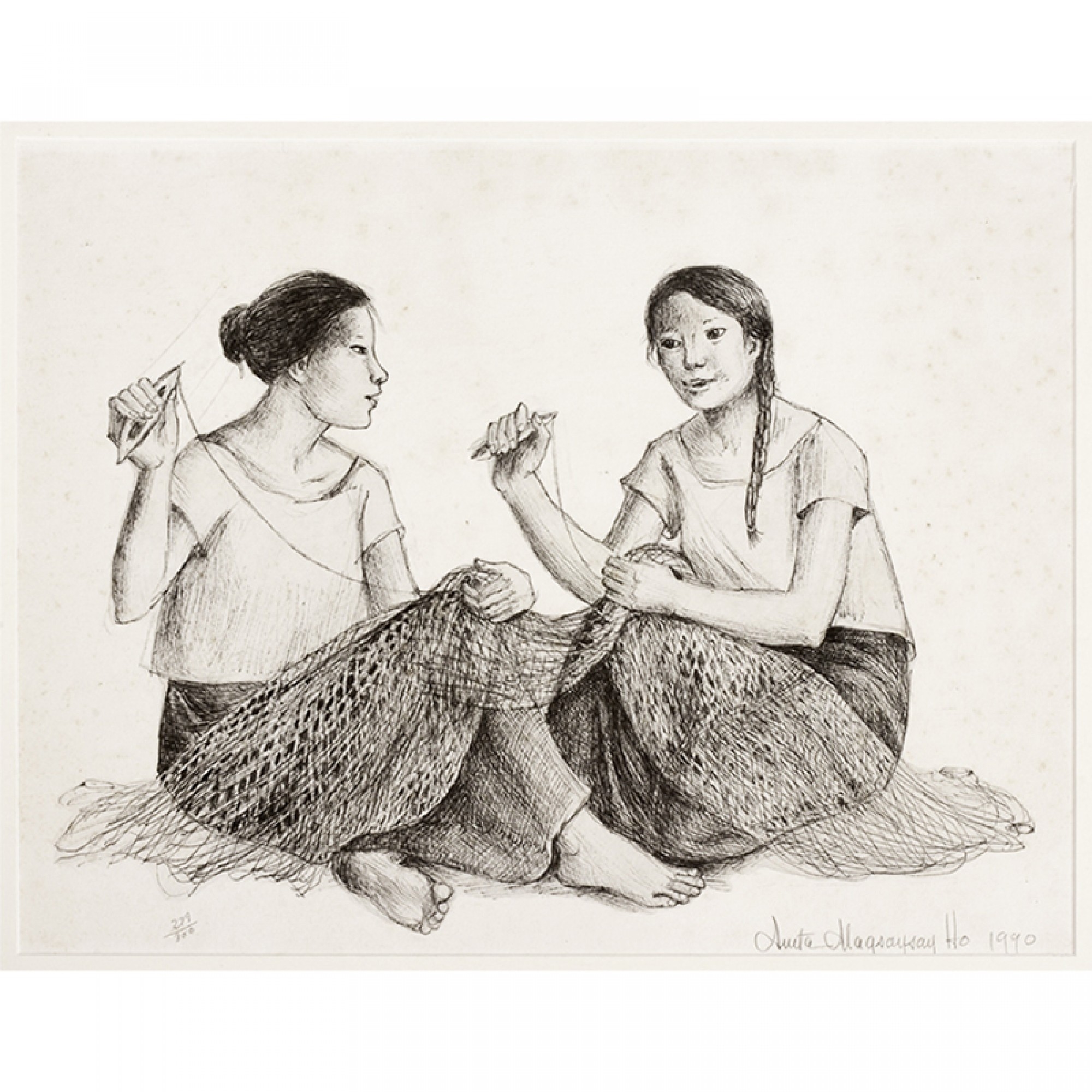 Anita Magsaysay-Ho | Two Women Mending Nets (1990) | MutualArt