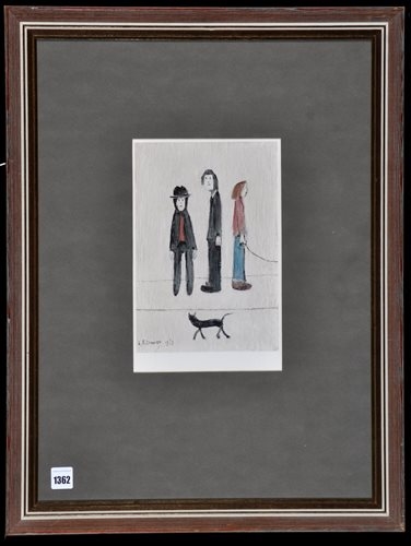 Laurence Stephen Lowry | Three men and a Cat | MutualArt