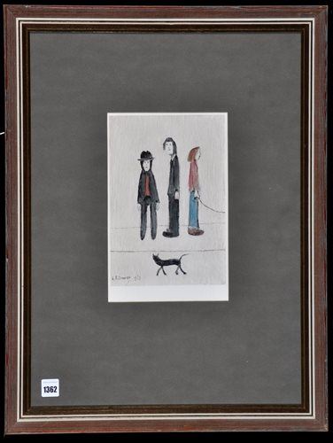 Laurence Stephen Lowry | Three men and a Cat | MutualArt