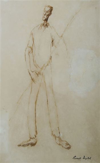 Russell Drysdale | Man with a Pitchfork (Circa 1941) | MutualArt