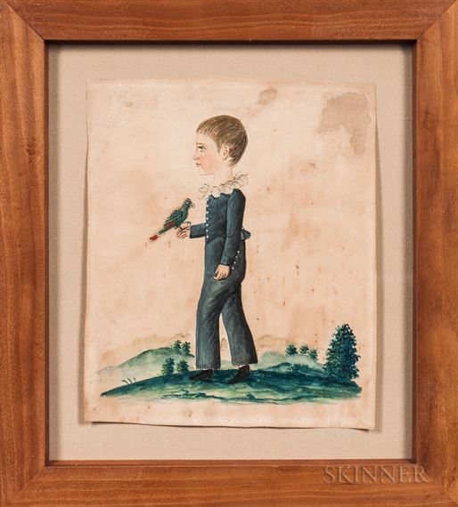 Jacob Maentel | Portrait of a Young Boy with a Parrot | MutualArt