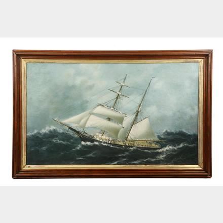 William Pierce Stubbs | Boston Brigantine Struggling in High Seas (1885 ...