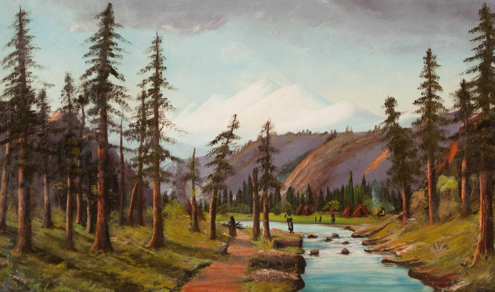 Joseph John Englehart | River Landscape with Teepees in the Middle ...