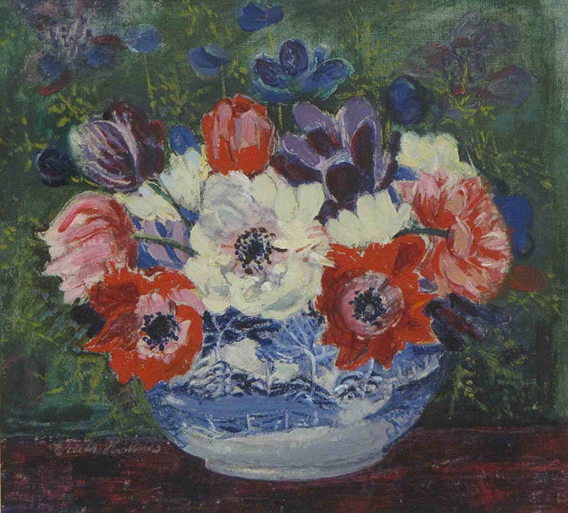 Edith Lilla Holmes | (Mixed bunch with Anemones in a Willow Pattern ...