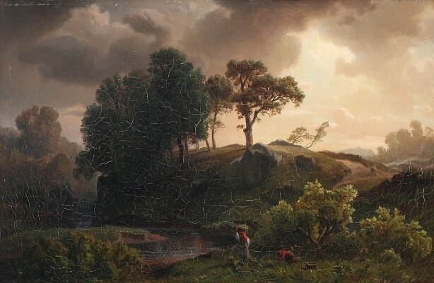 August Friedrich Kessler | Sunlight breaking through heavy clouds over ...