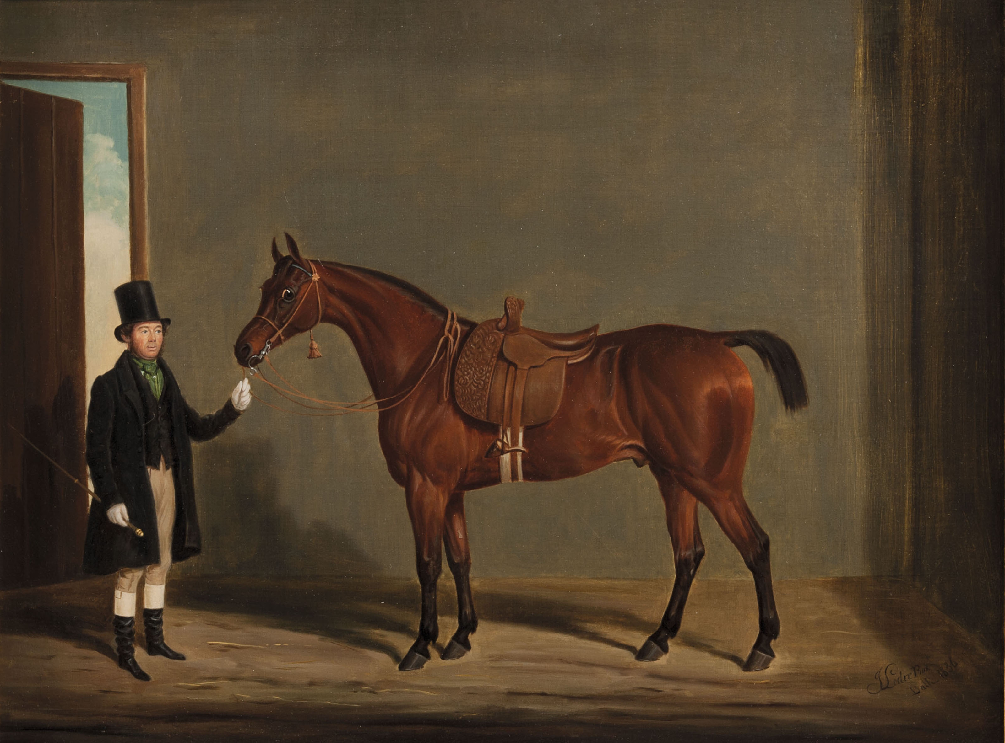 James Loder | A chesnut stallion in a stable and his owner (1836 ...
