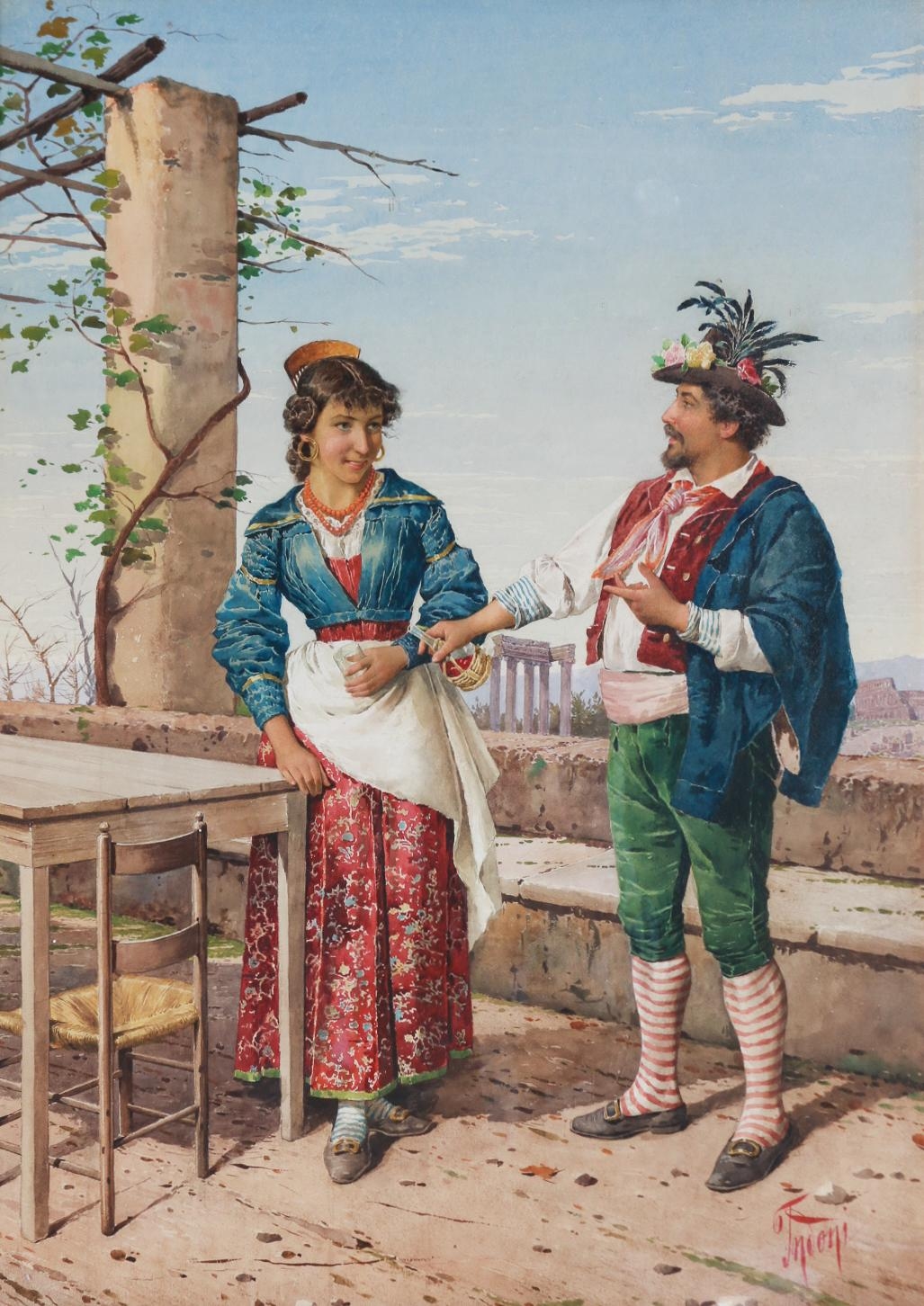 Filippo Indoni | Man Courting a Woman | MutualArt