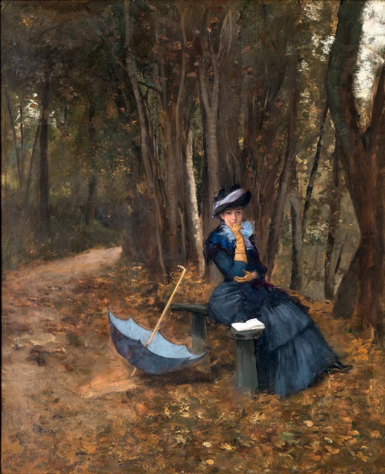 Ernest Ange Duez | Portrait d'une jeune femme à l'ombrelle | MutualArt