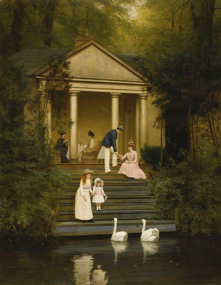 Edith Hayllar | Feeding the Swans (1889) | MutualArt