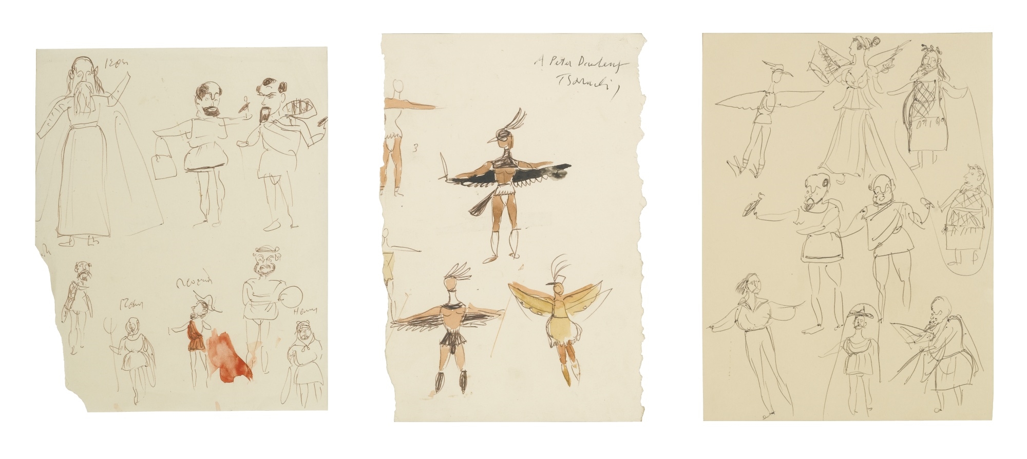 Yannis Tsarouchis | Triptych of Costume Designs for 'The Birds', from ...