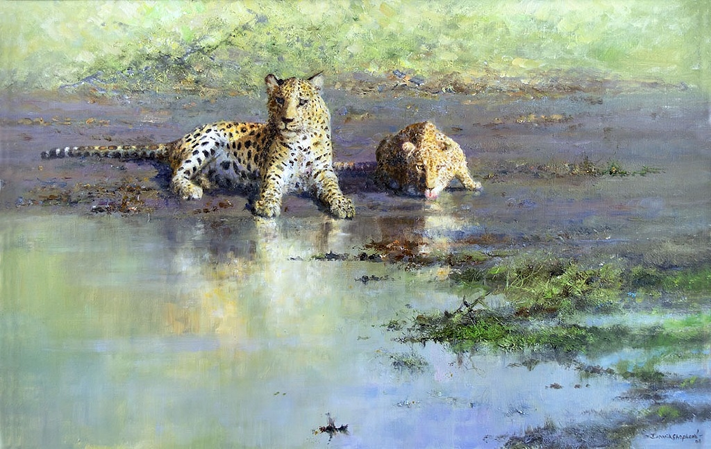 David Shepherd | Leopards at the Waterhole | MutualArt