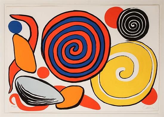 Alexander Calder | Red and Blue Spirals (1976) | MutualArt
