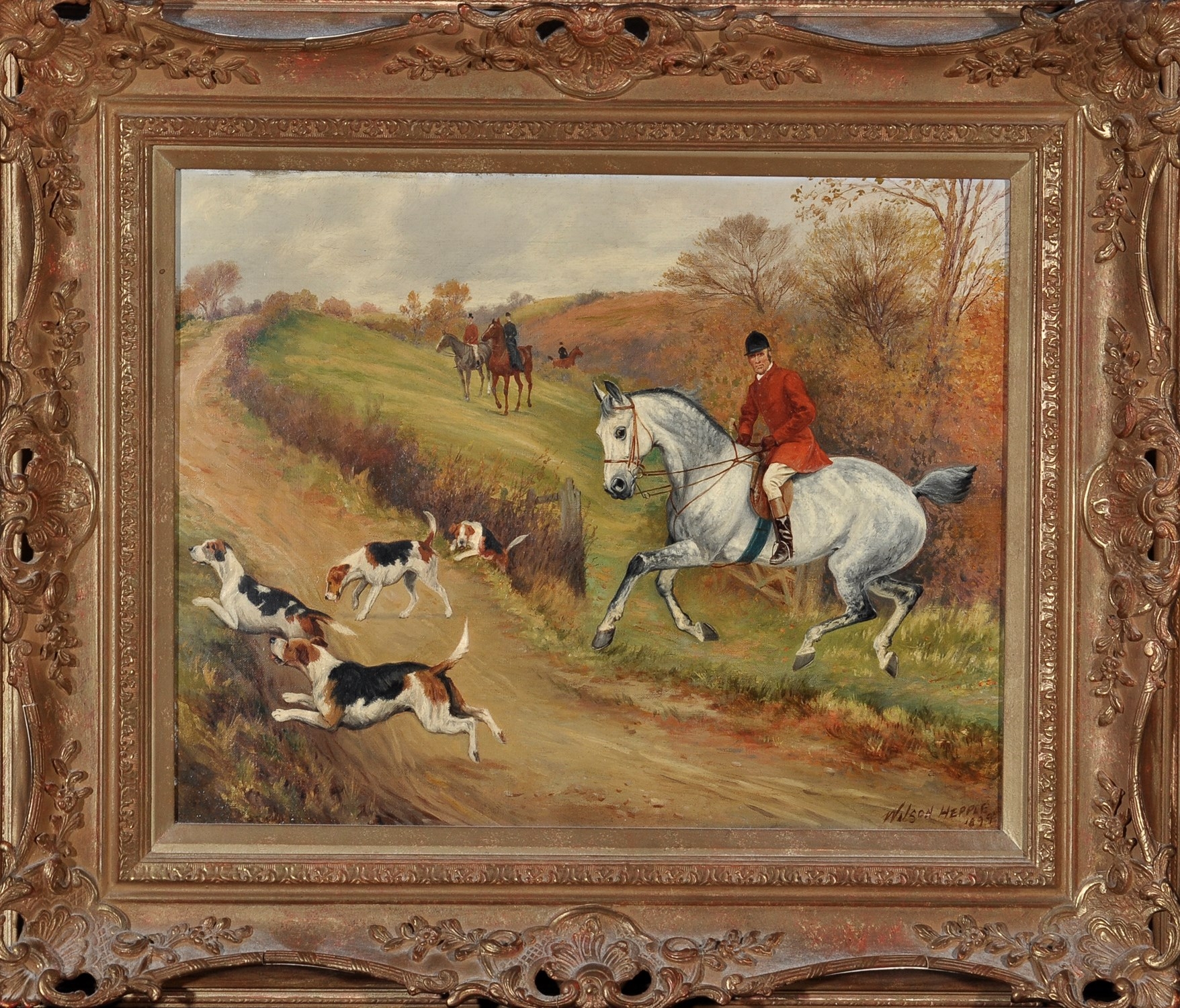 Wilson Hepple | A huntsman and pack leading the chase across a country ...