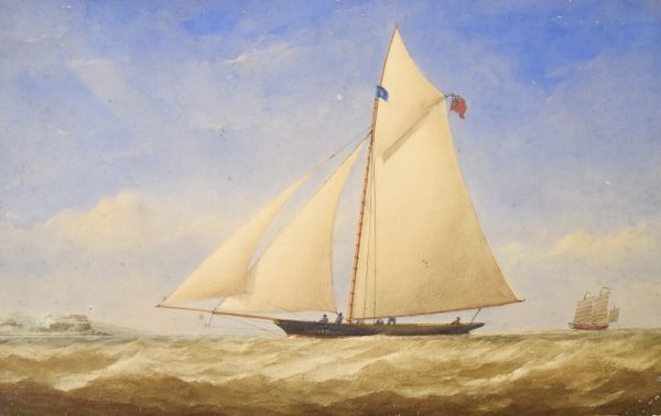 British School, 19th Century | A gaff rigged racing sloop in Chinese ...