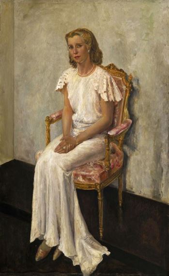 Herbert Holt | Portrait of a lady in an elegant white dress (1945 ...