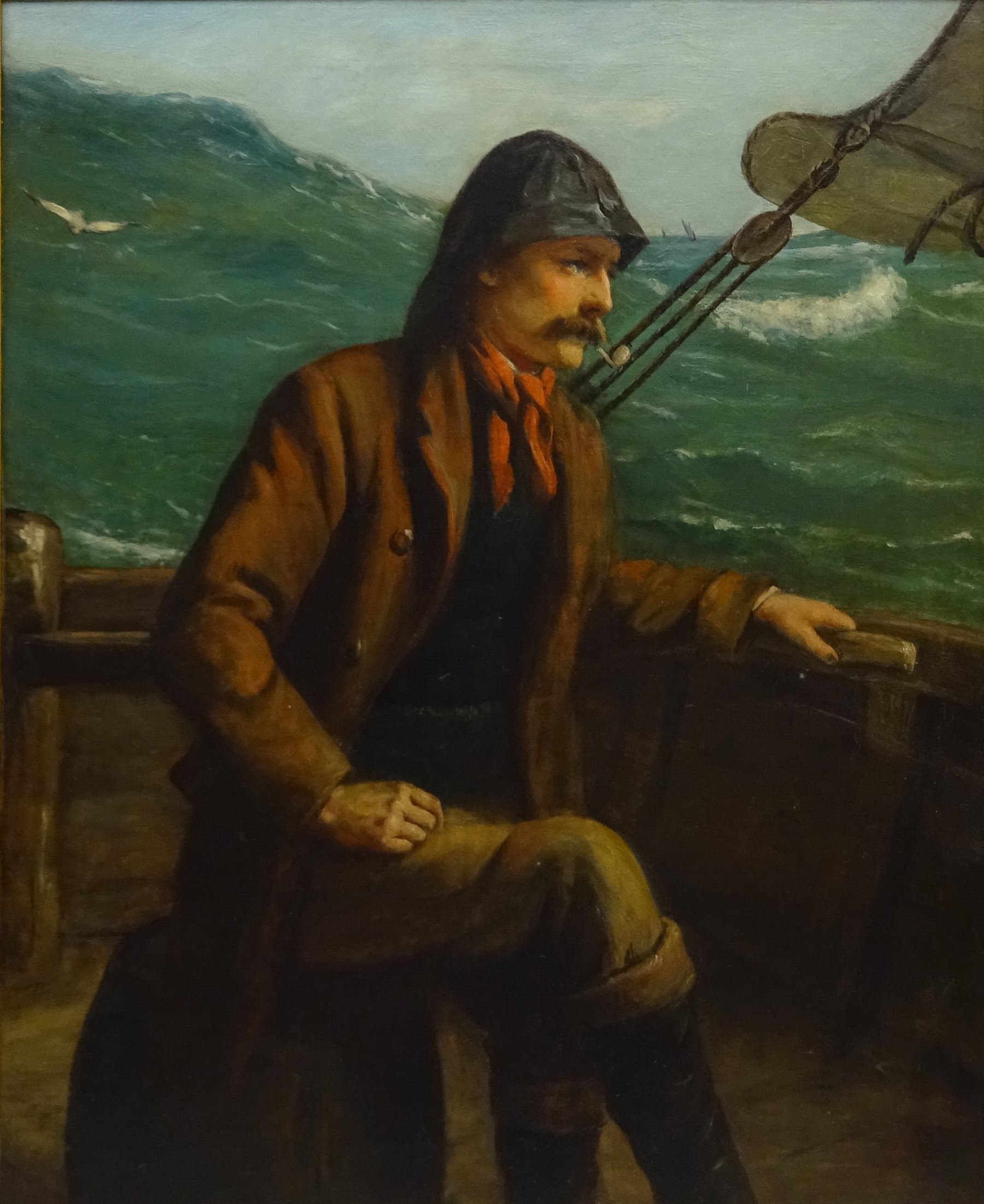 John Wells Smith | Fisherman at the Helm in a Heavy Swell | MutualArt