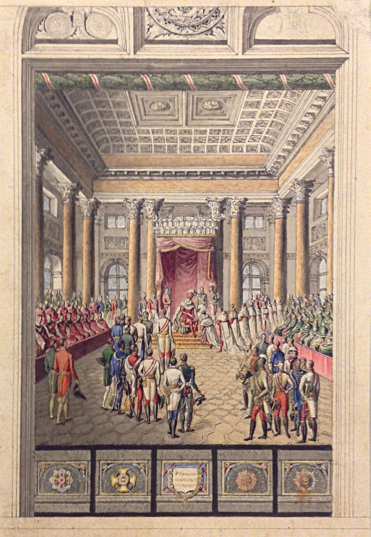 German School, 19th Century | A throne room with a procession of ...