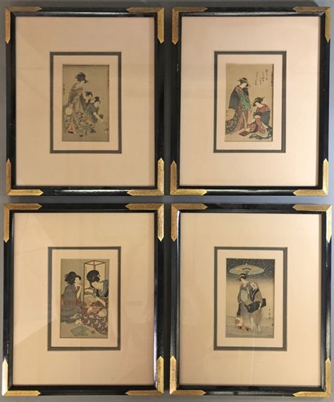 Kitagawa Utamaro | 4 Works: Writing a Letter, Fireworks, Girl and ...