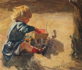 Harald Moltke | Winter landscape view from a window (1919) | MutualArt