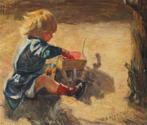 Harald Moltke | Winter landscape view from a window (1919) | MutualArt