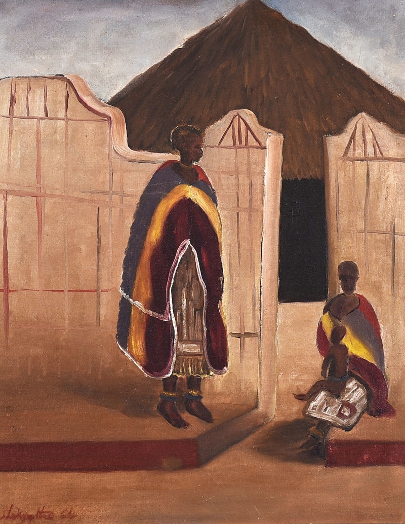 Simon Moroke Lekgetho | Ndebele Mapogga and Child (1964) | MutualArt