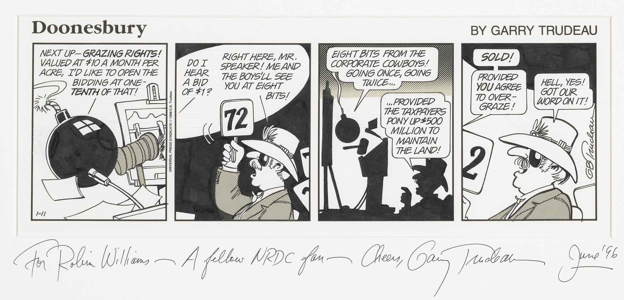 Garry Trudeau | DOONESBURY ORIGINAL DAILY COMIC STRIP ART, (UNIVERSAL ...