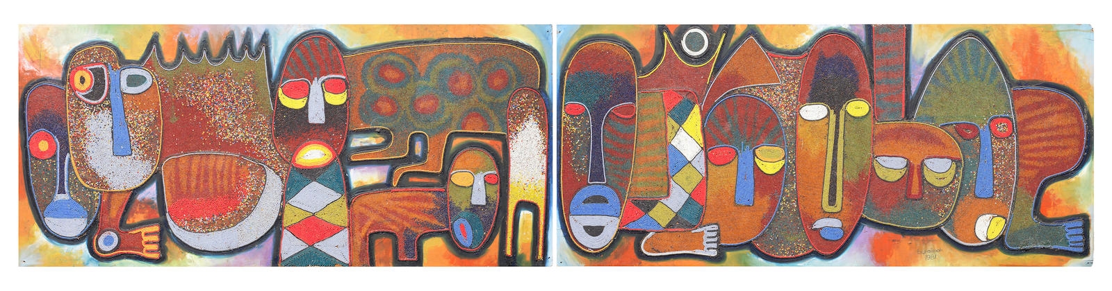 Jimoh Buraimoh | A pair of beaded panels (1981) | MutualArt